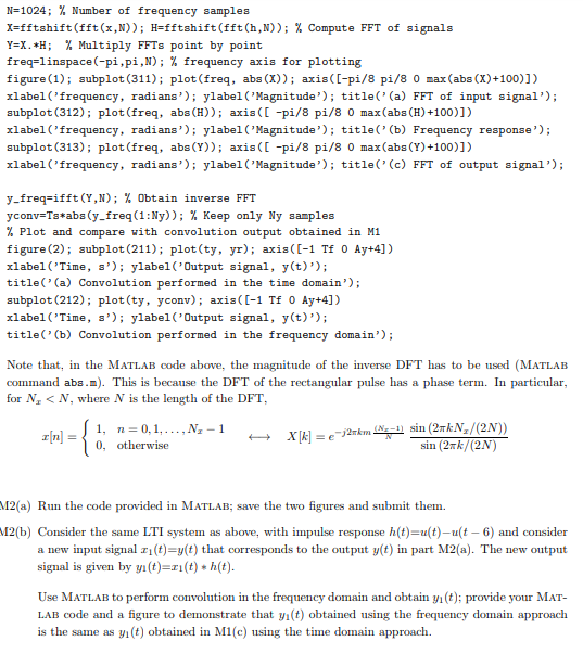 M2 Convolution in MATLAB: frequency domain Using | Chegg.com