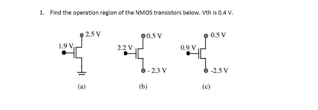 Solved Find the operation region of the NMOS transistors | Chegg.com