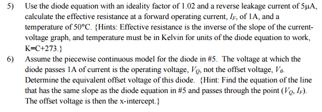 Solved Use the diode equation with an ideality factor of | Chegg.com