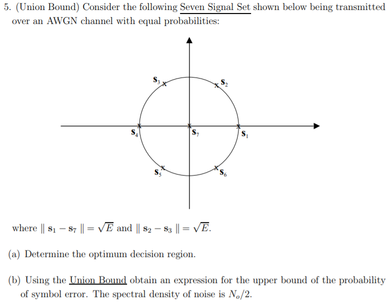 5. (Union Bound) Consider the following Seven Signal | Chegg.com