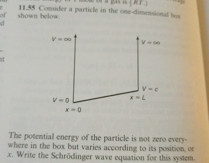 Solved I T hole ul a gas is RT) e 11.55 Consider a particle | Chegg.com