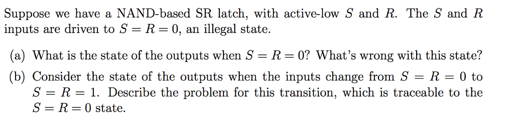 Solved Suppose we have a NAND-based SR latch, with | Chegg.com