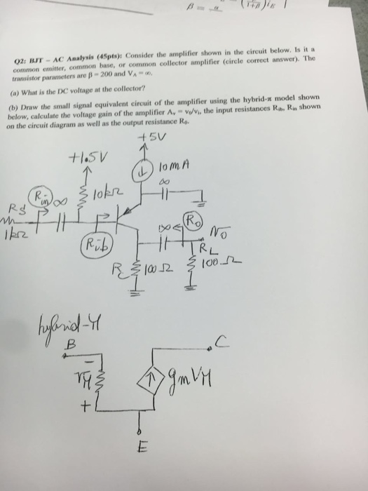 Solved Consider the amplifier shown in the circuit below. Is | Chegg.com