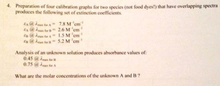Solved Preparation of four calibration graphs tor two | Chegg.com