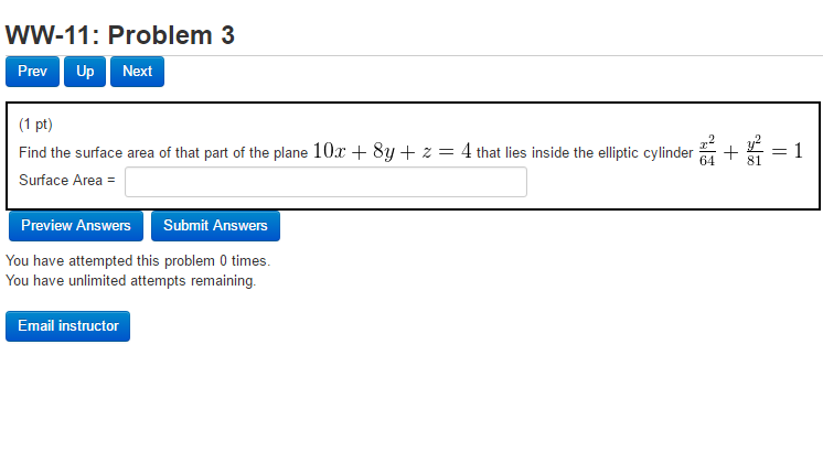 Solved Find The Surface Area Of That Part Of The Plane 10x