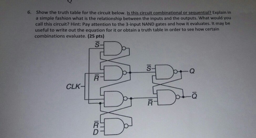 Solved 6. Show the truth table for the circuit below. Is | Chegg.com