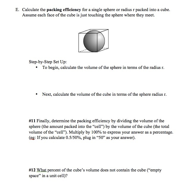 Solved Calculate the packing efficiency for a single sphere | Chegg.com