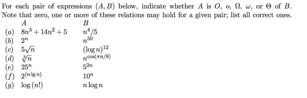 Solved For each pair of expressions ,indicate whether A is | Chegg.com Solved For each pair of expressions ,indicate whether A is | Chegg.com