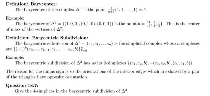 The barycenter of the simplex Delta^n is the point | Chegg.com