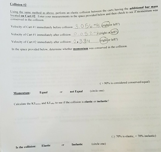 Solved Part 1: Elastic Collisions it assuming a mass | Chegg.com