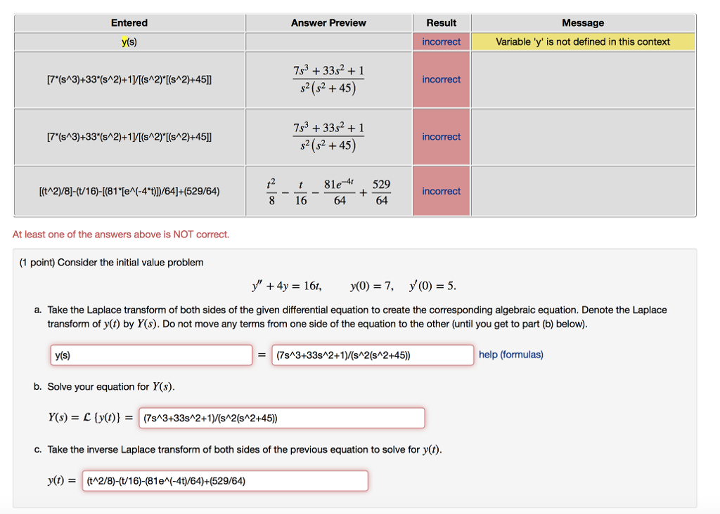 Solved At Least One Of The Answers Above Is Not Correct