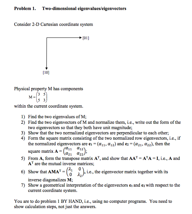 Solved Problem 1. Two-dimensional eigenvalues/eigenvectors | Chegg.com