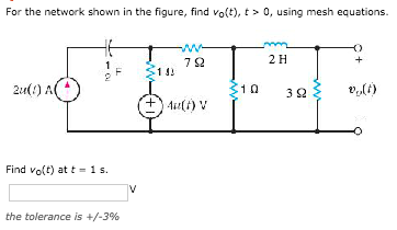 Solved For the network shown in the figure, find vo(t), t>0, | Chegg.com