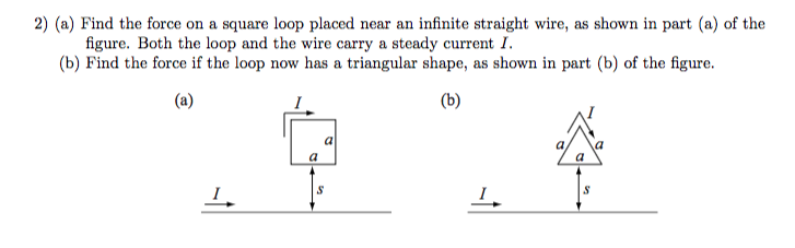 Solved 2) (a) Find the force on a square loop placed near an | Chegg.com