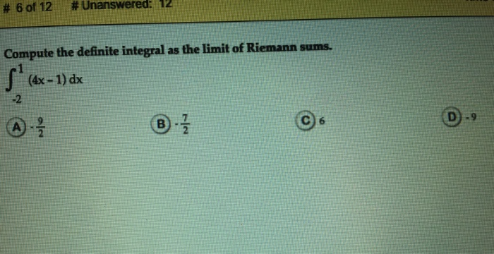 Solved Compute the definite integral as the limit of Riemann | Chegg.com