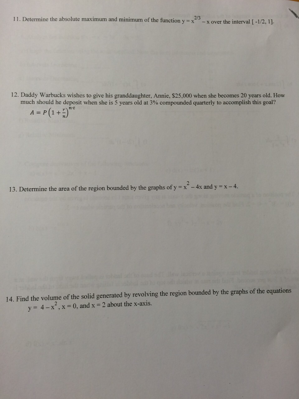 Solved Determine The Absolute Maximum And Minimum Of The