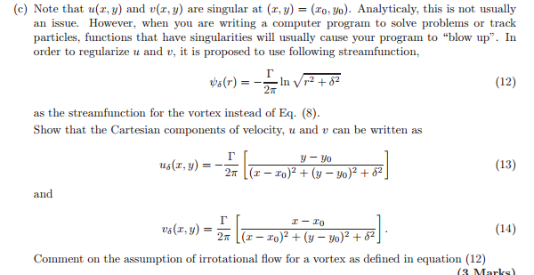 Solved The streamfunction for a potential vortex (point | Chegg.com