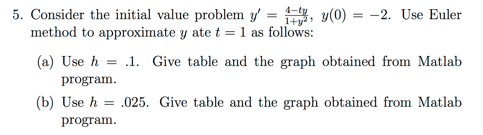 Solved Consider the initial value problem y' = 4 - ty/1 + | Chegg.com