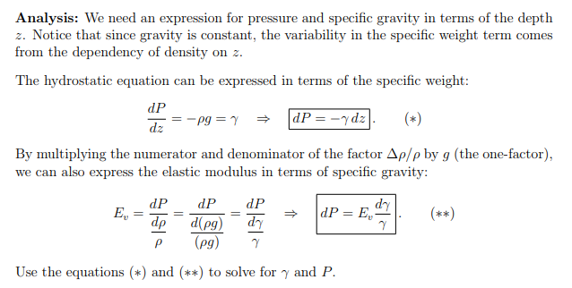 Solved Analysis: We need an expression for pressure and | Chegg.com