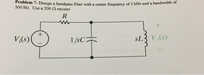 Solved Design a bandpass filter with a center frequency of 2 | Chegg.com