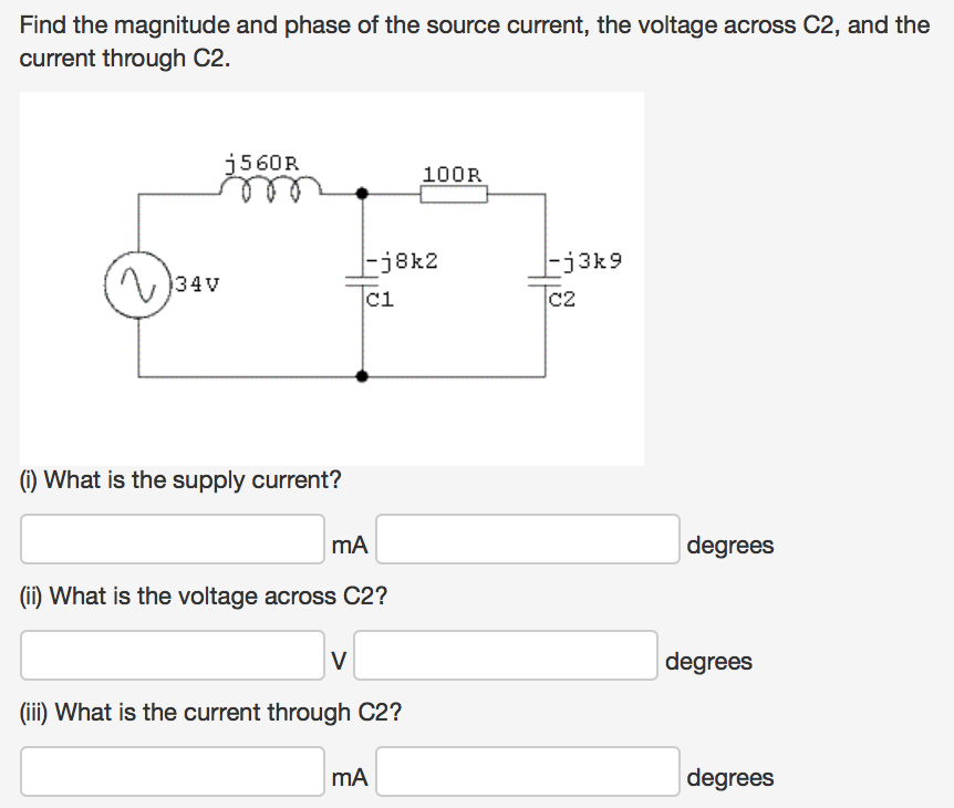 Solved Find the magnitude and phase of the source current, | Chegg.com
