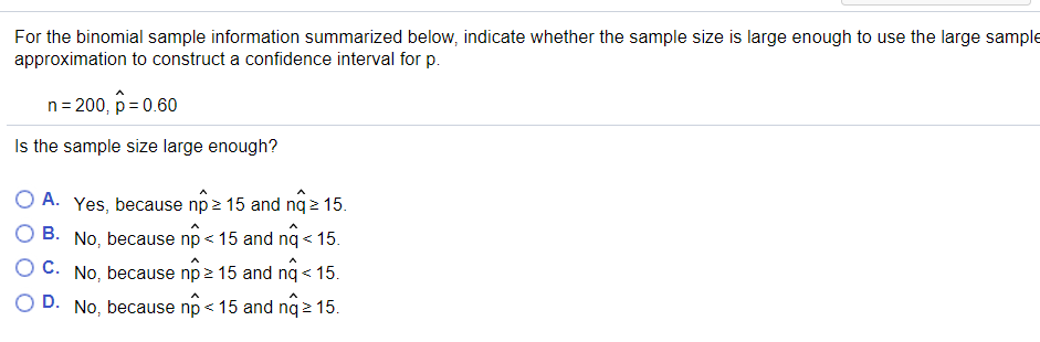 Solved For the binomial sample information summarized below, | Chegg.com