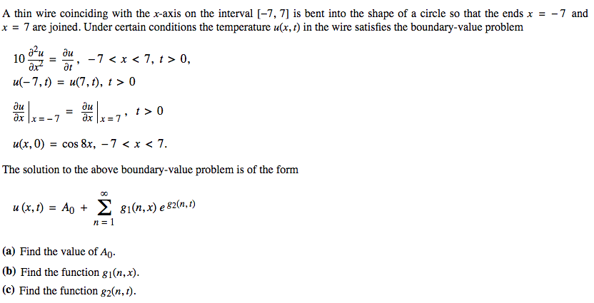 Solved A thin wire coinciding with the x-axis on the | Chegg.com