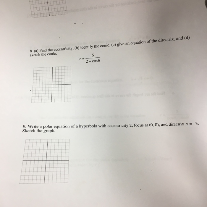 Solved Find the eccentricity, identify the conic, given an | Chegg.com