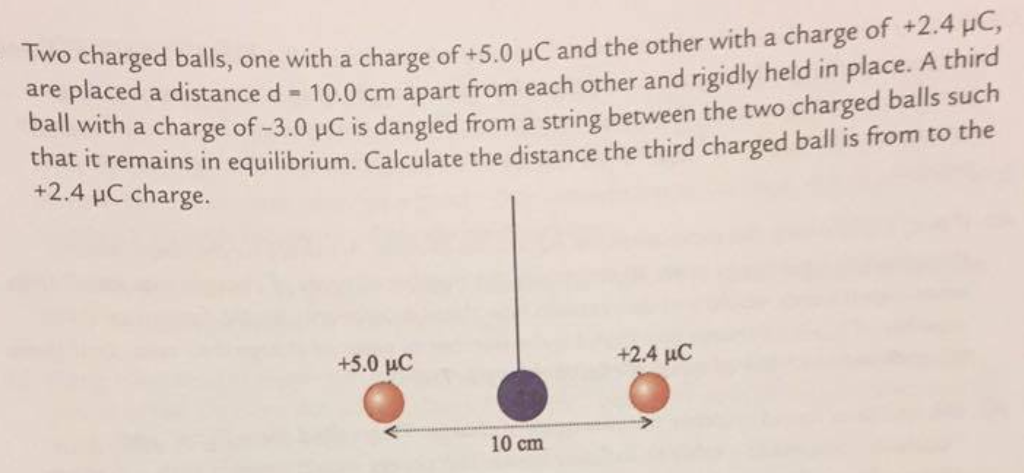 Solved Two charged balls, one with a charge of + 5.0 mu C | Chegg.com