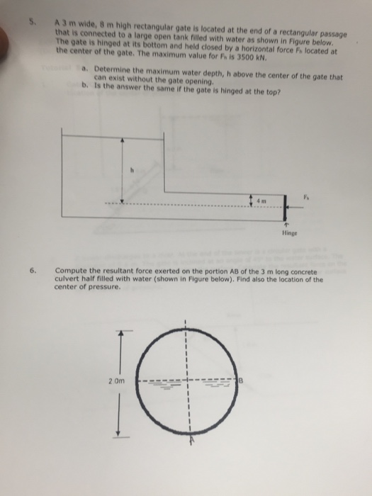 Solved A 3m wide, 8m high rectangular gate is located at the | Chegg.com