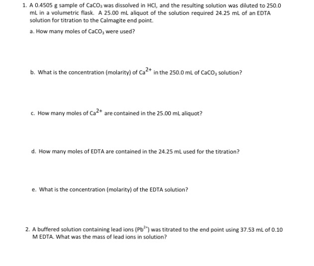 Solved A 0.4505 g sample of CaCO_3 was dissolved in HCI, and | Chegg.com