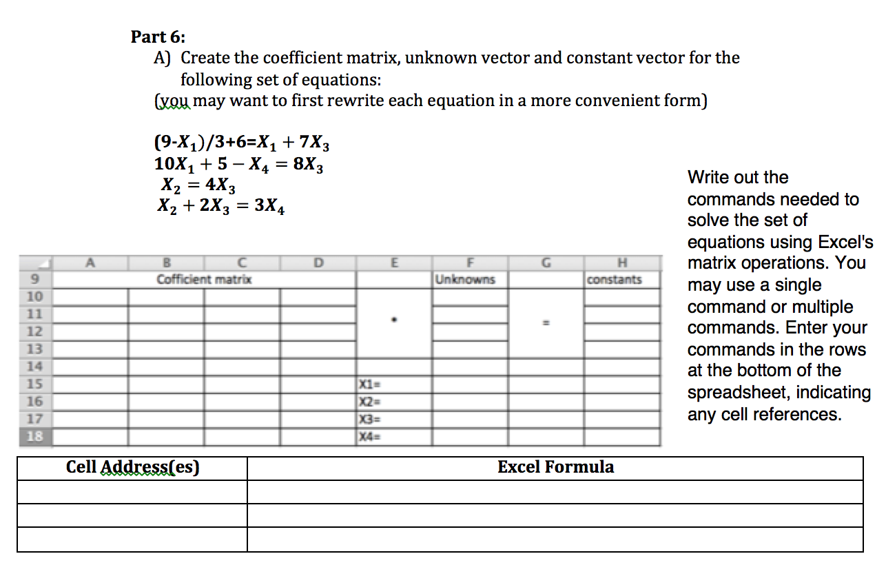 Solved Create the coefficient matrix, unknown vector and | Chegg.com