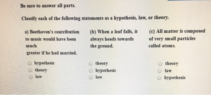 Solved Classify each of the following statements as a | Chegg.com