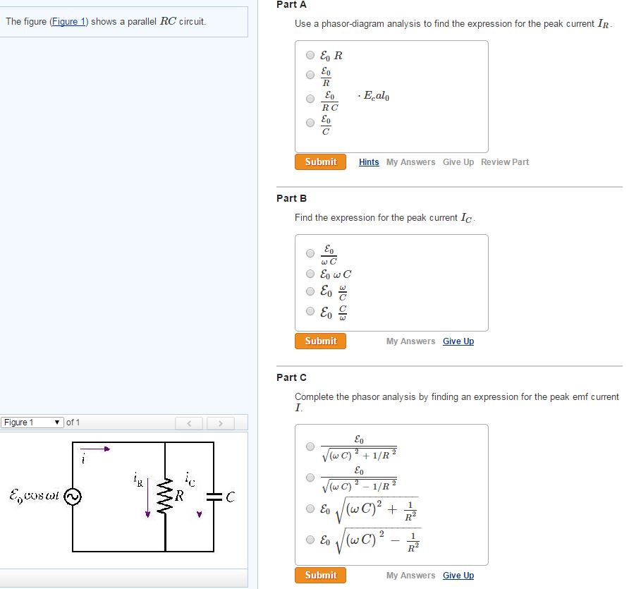 Solved The figure (Figure 1) shows a parallel RC circuit. | Chegg.com