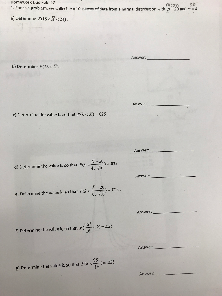 Solved Homework Due Feb. 27 1. For this problem, we collect | Chegg.com