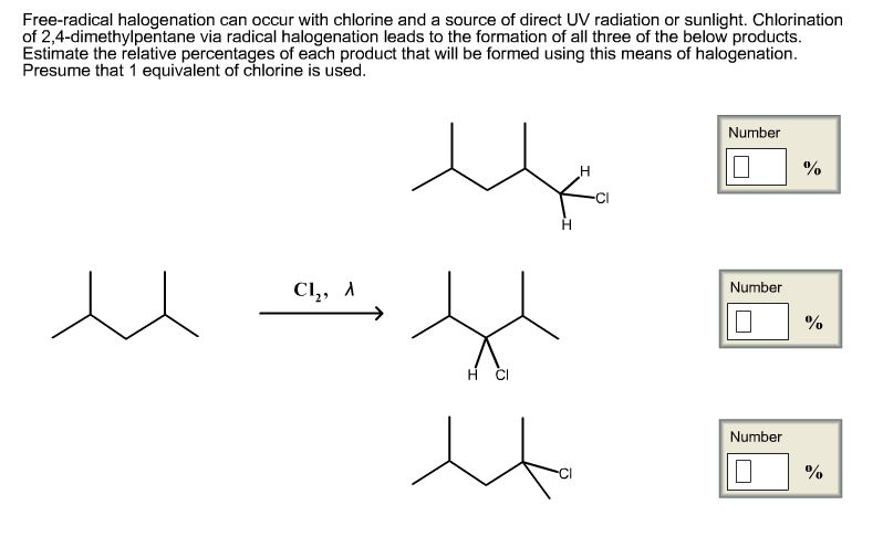 Solved Free-radical halogenation can occur with chlorine and | Chegg.com