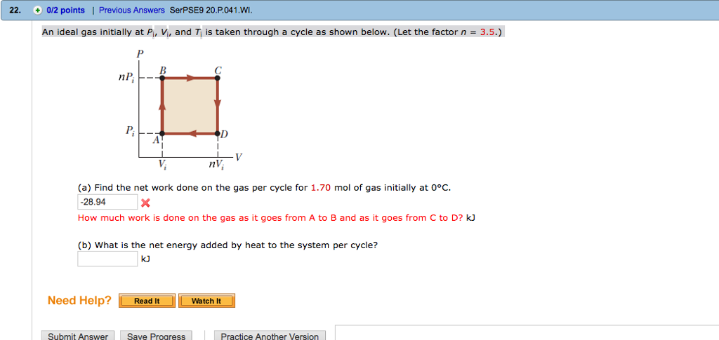 Solved An ideal gas initially at Pi, Vi, and Ti is taken | Chegg.com