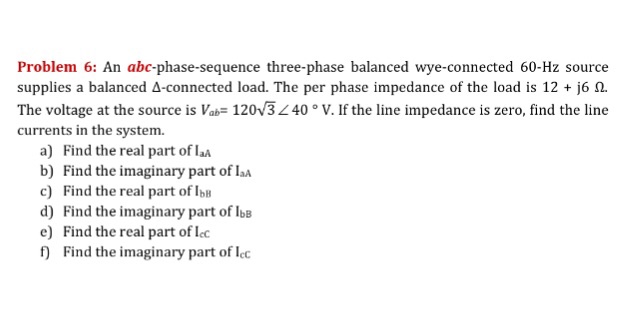 Solved An abc-phase-sequence three-phase balanced | Chegg.com