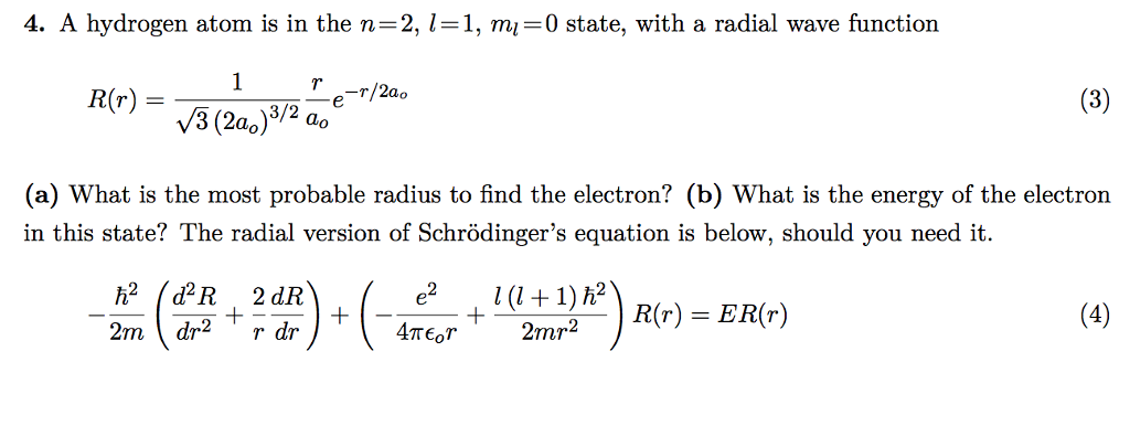 Solved A hydrogen atom is in the n = 2, l = 1, m_iota = 0 | Chegg.com