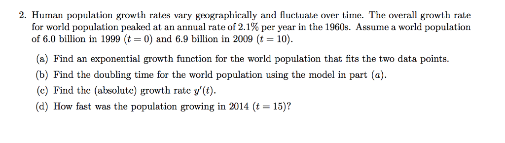 Solved 2. Human population growth rates vary geographically | Chegg.com