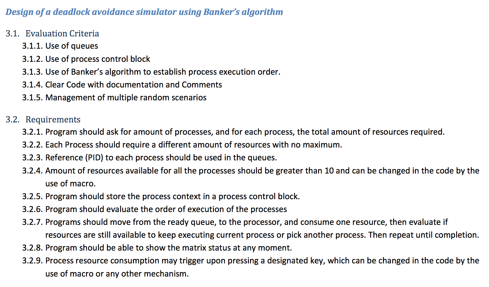Solved Design of a deadlock avoidance simulator using | Chegg.com