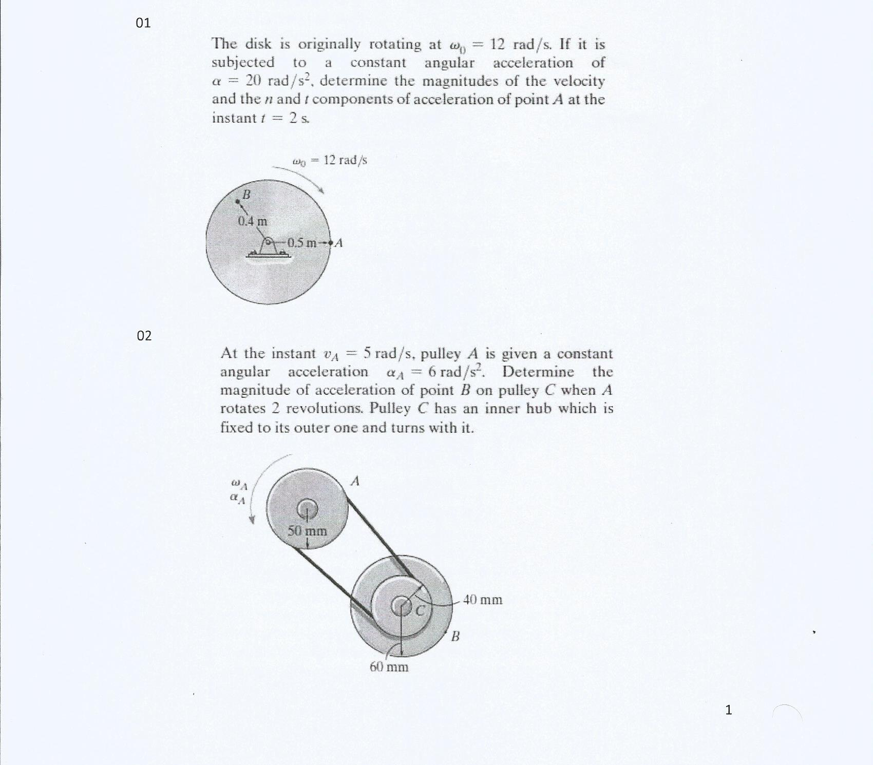 Solved 01 The Disk Is Originally Rotating At ω0 12 Rads If 