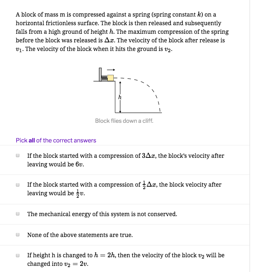 Solved A block of mass m is compressed against a spring | Chegg.com