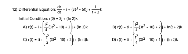 Solved Differential Equation: dr/dt = i + (3t^3 - 5t)j + 1/t | Chegg.com
