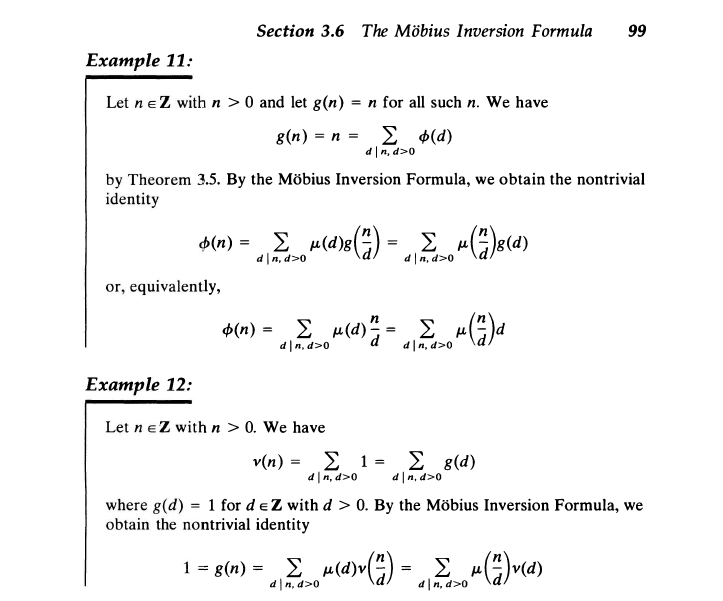 Solved Section 3.6 The Möbius Inversion Formula99 Example | Chegg.com