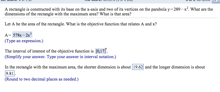 Solved A rectangle is constructed with its base on the | Chegg.com