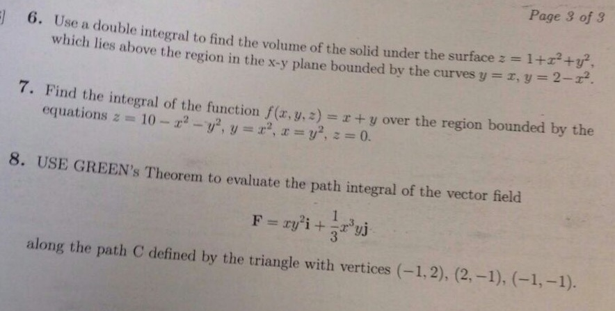 Solved Use a double integral to find the volume of the solid | Chegg.com