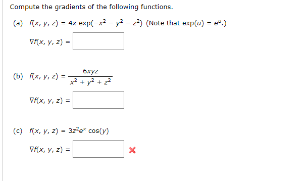 Solved Compute the gradients of the following functions (a) | Chegg.com