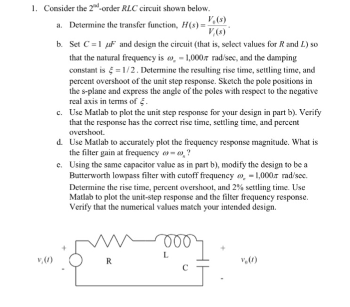 Solved Consider the 2nd-order RLC circuit shown below. | Chegg.com