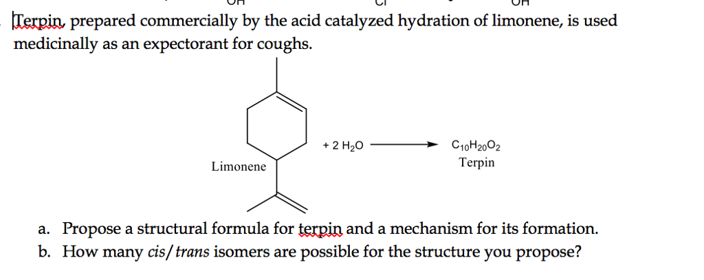 Solved OH Terpin, prepared commercially by the acid | Chegg.com